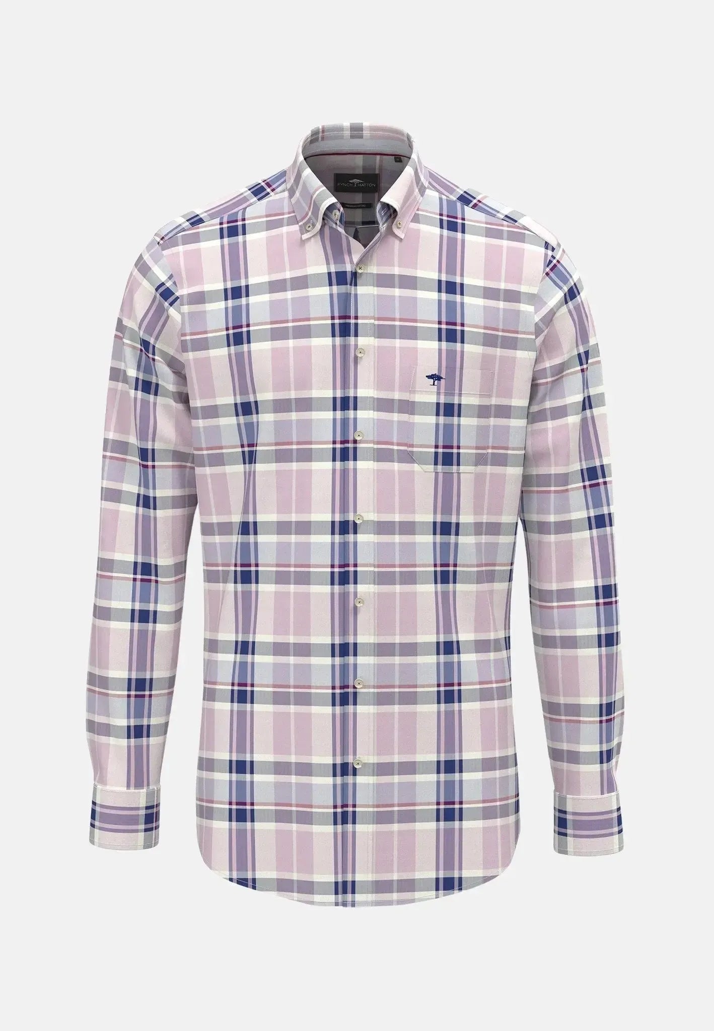Washed Oxford Check Shirt Magnolia | FYNCH-HATTON UK